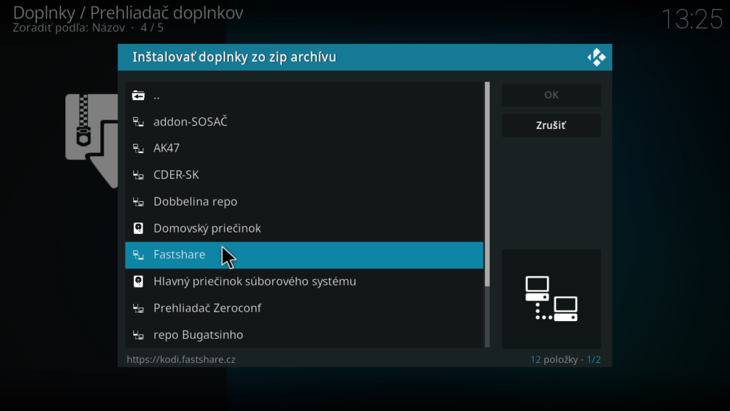 Ako prehrávať FASTSHARE súbory v aplikácií KODI. - KODI ℹ️ⓝⓕⓞ